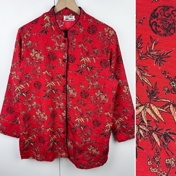 Vintage | Jackets & Coats | Vintage Asian Chinoiserie Brocade Floral ...